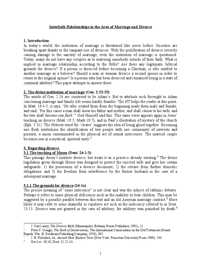 Interfaith Relationships In The Area Of Marriage And Divorce Pdf