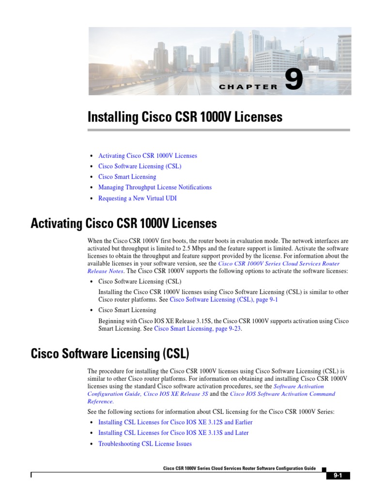 Activating Cisco CSR 1000V Licenses | PDF | Cisco Systems | Computing