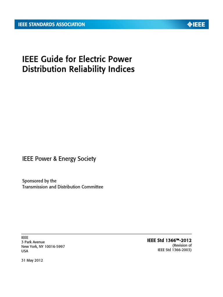 IEEE Guide For Electric Power Distribution Reliability Indices ...