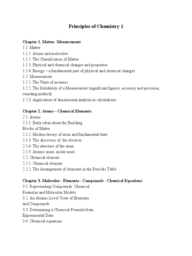 Principles of Chemistry 1: Chapter 1. Matter-Measurement | PDF ...