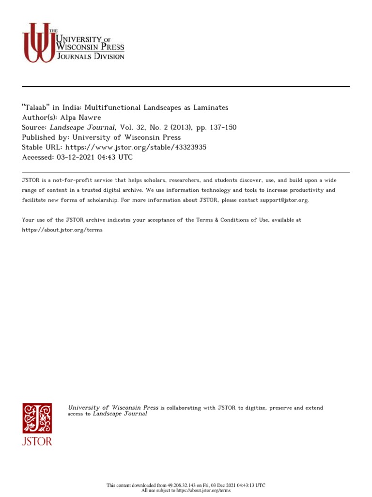 2021 12 03 - Talaab in India - Multifunctional Landscapes As Laminates ...