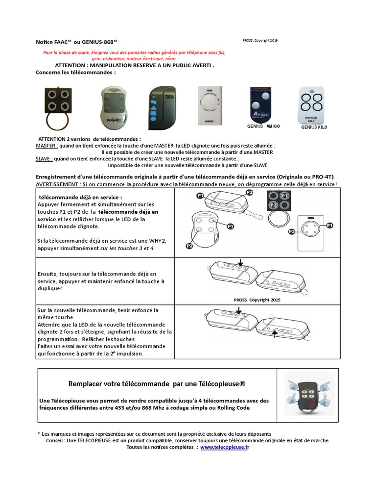 Faac Notice Programmation