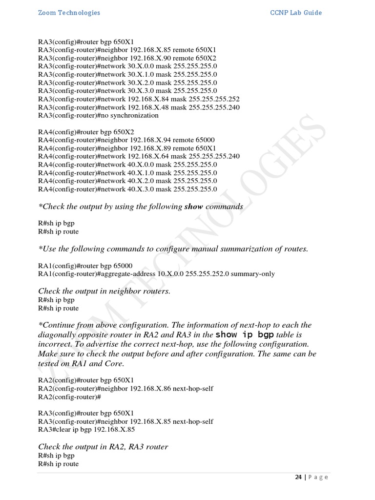 BGP Configuration Guide for CCNP Lab | PDF | Teaching Methods ...