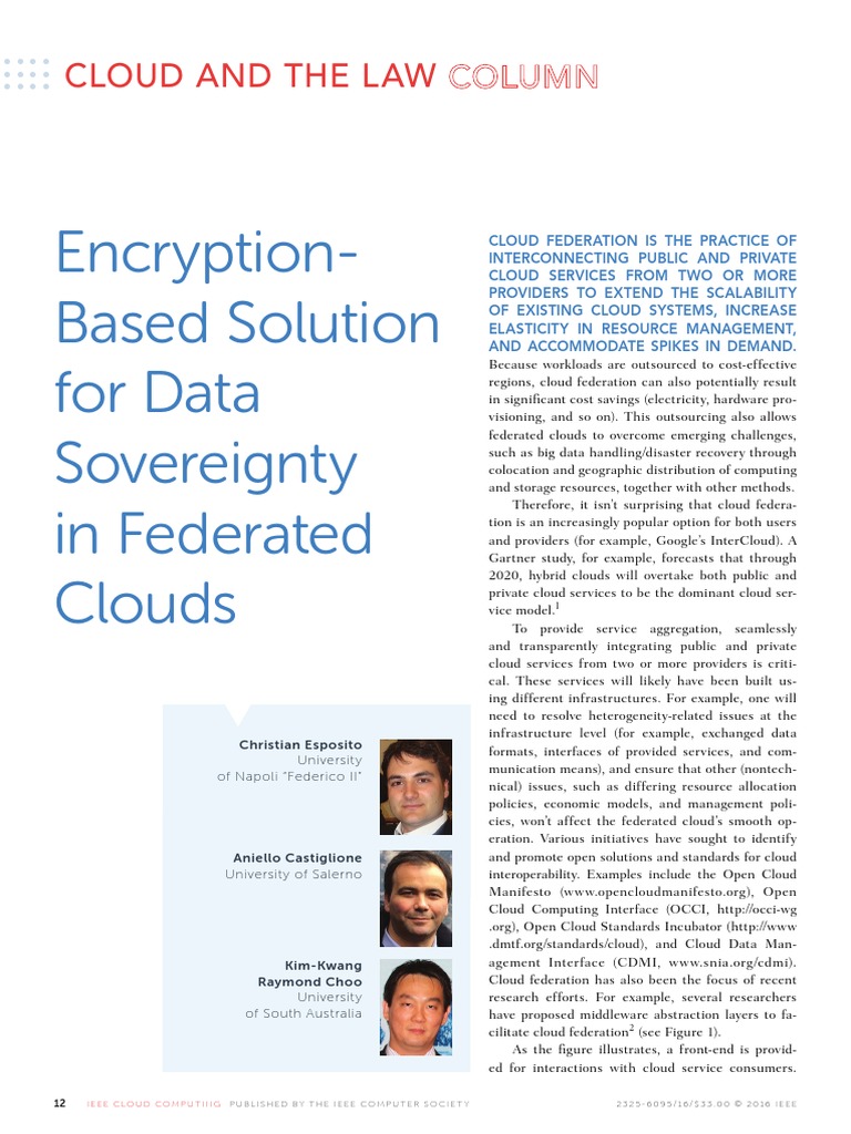Encryption-Based Solution For Data Sovereignty in Federated Clouds | PDF | Cloud Computing ...