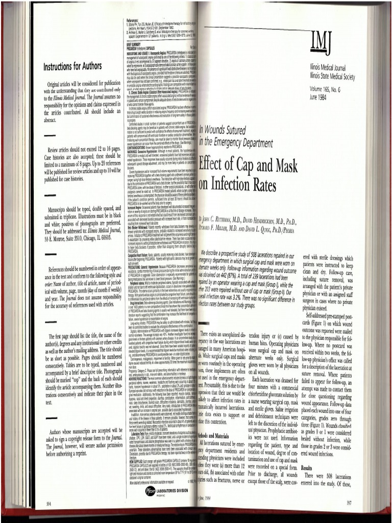 1984-Ruthman-Effect of Cap and Mask On Infection Rates | PDF