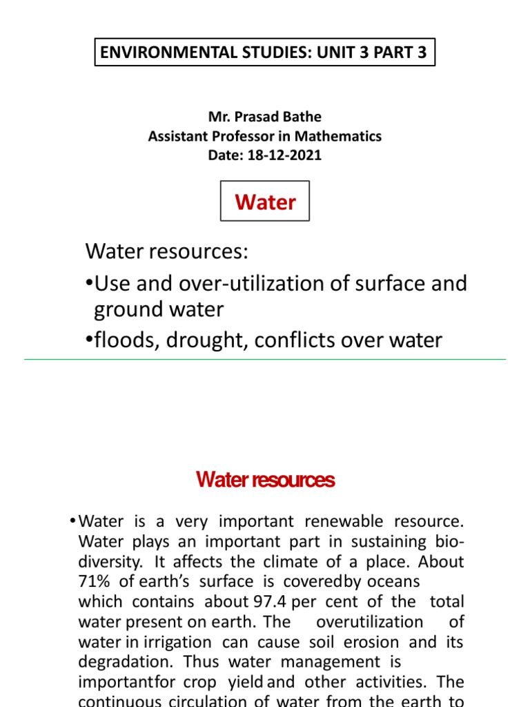 Water Resources: - Use and Over-Utilization of Surface and Ground Water ...