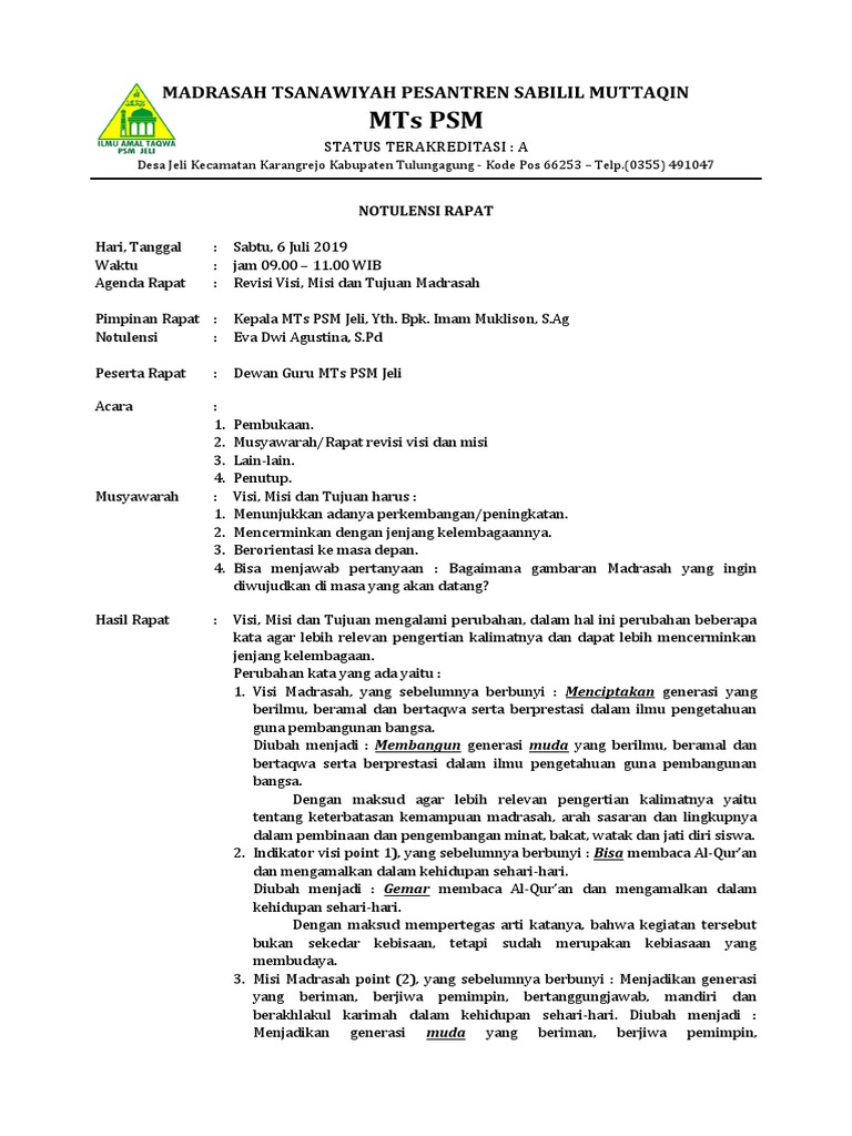 Revisi Visi Misi Dan Tujuan | PDF | Karier & Perkembangan | Pengembangan Diri