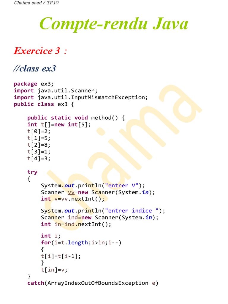 Compte-Rendu Java: Exercice 3 | PDF | Computer Programming | Software Engineering