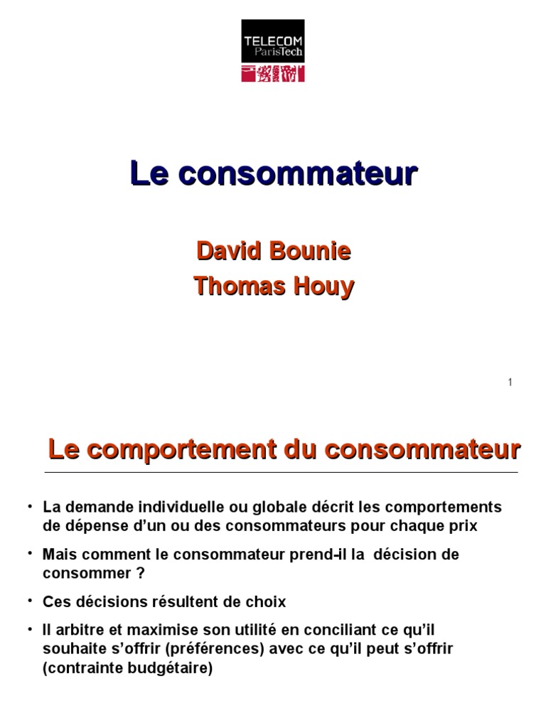 Chap2 Consommateur | PDF | Utilité (économie) | Économie