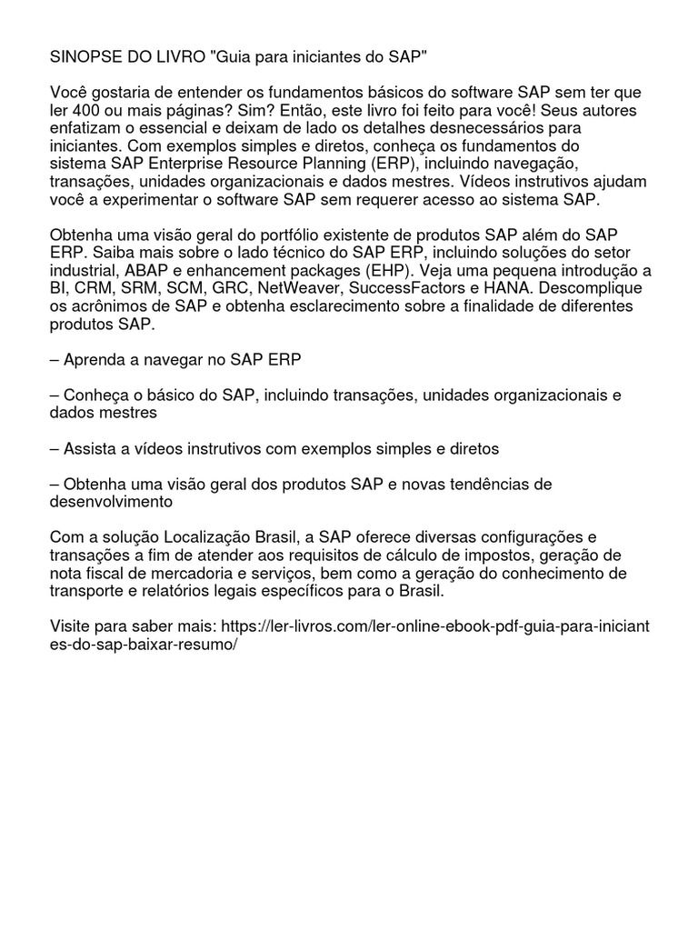 Guia para Iniciantes Do SAP | PDF | Negócios