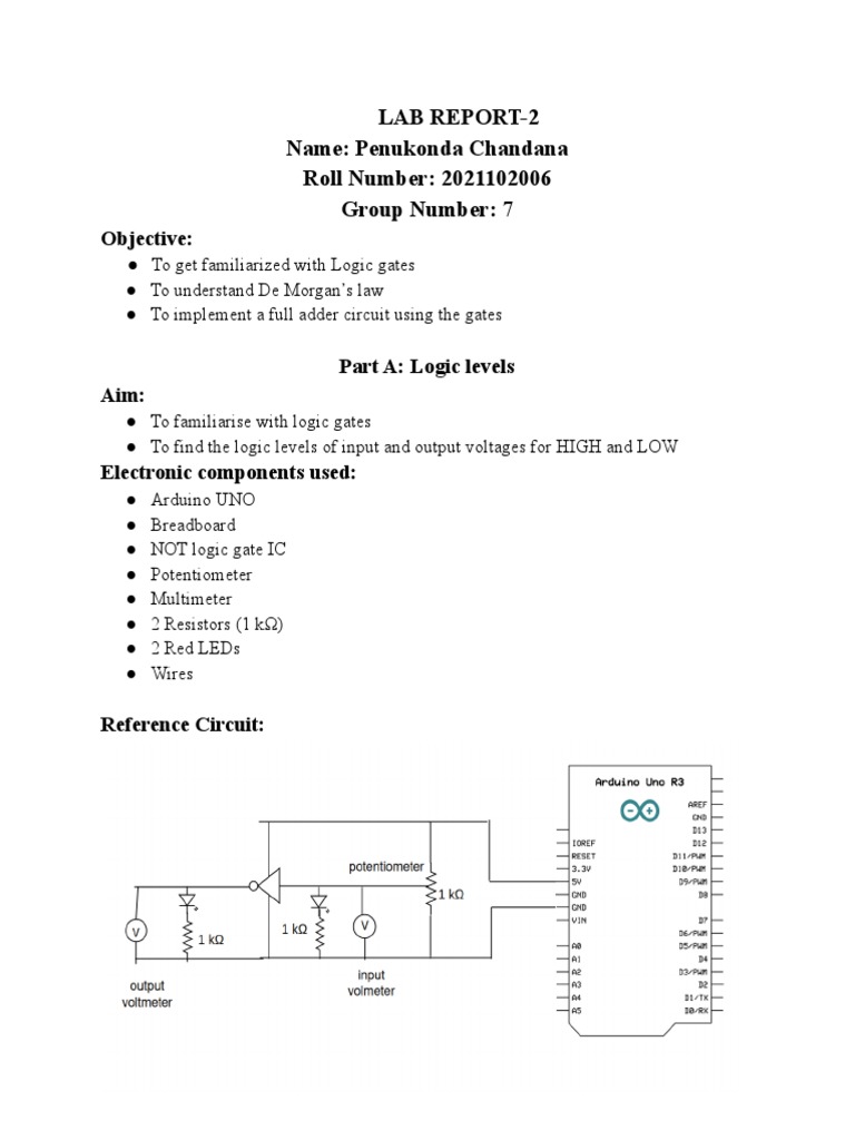 Lab Report-2 | PDF | Logic Gate | Electronic Circuits