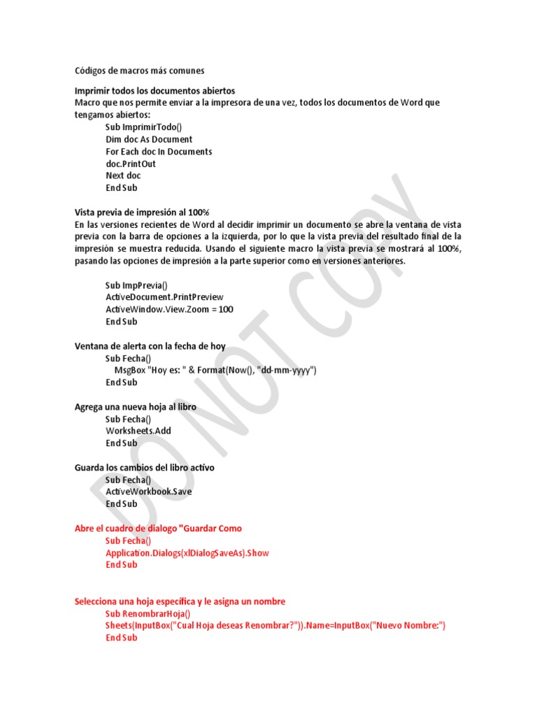 Códigos de Macros Más Comunes | PDF | Ingeniería de software ...