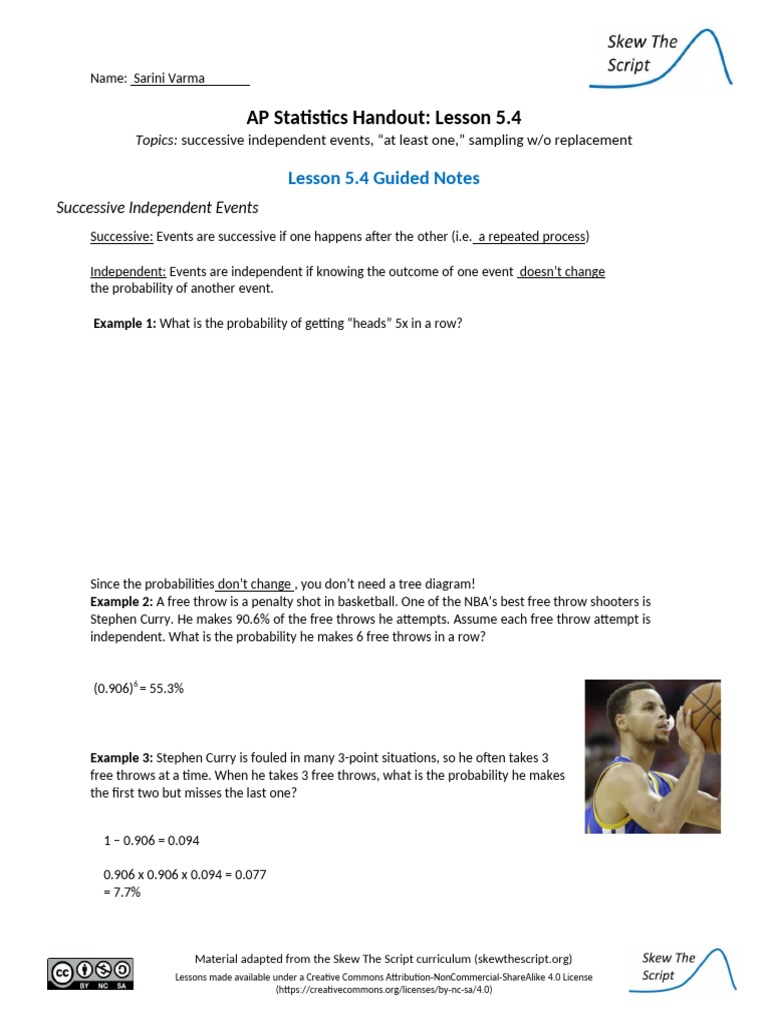 Basketball Probability | PDF | Statistics | Probability