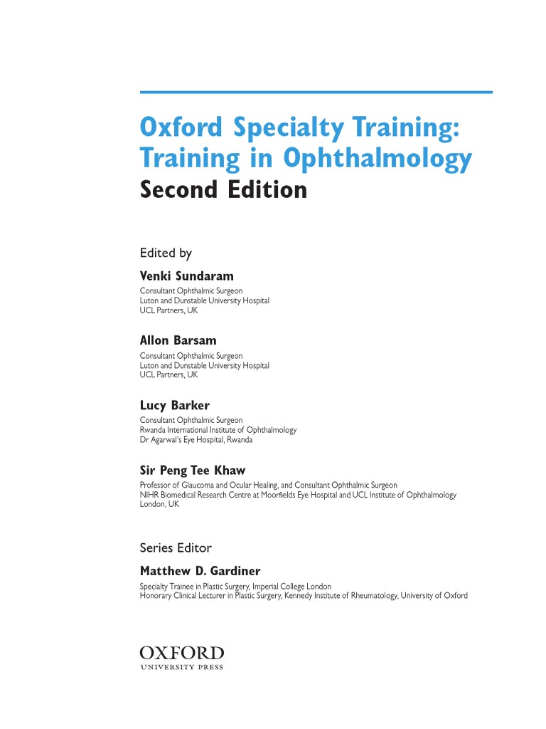 Oxford Specialty Training: Training in Ophthalmology: Second Edition ...