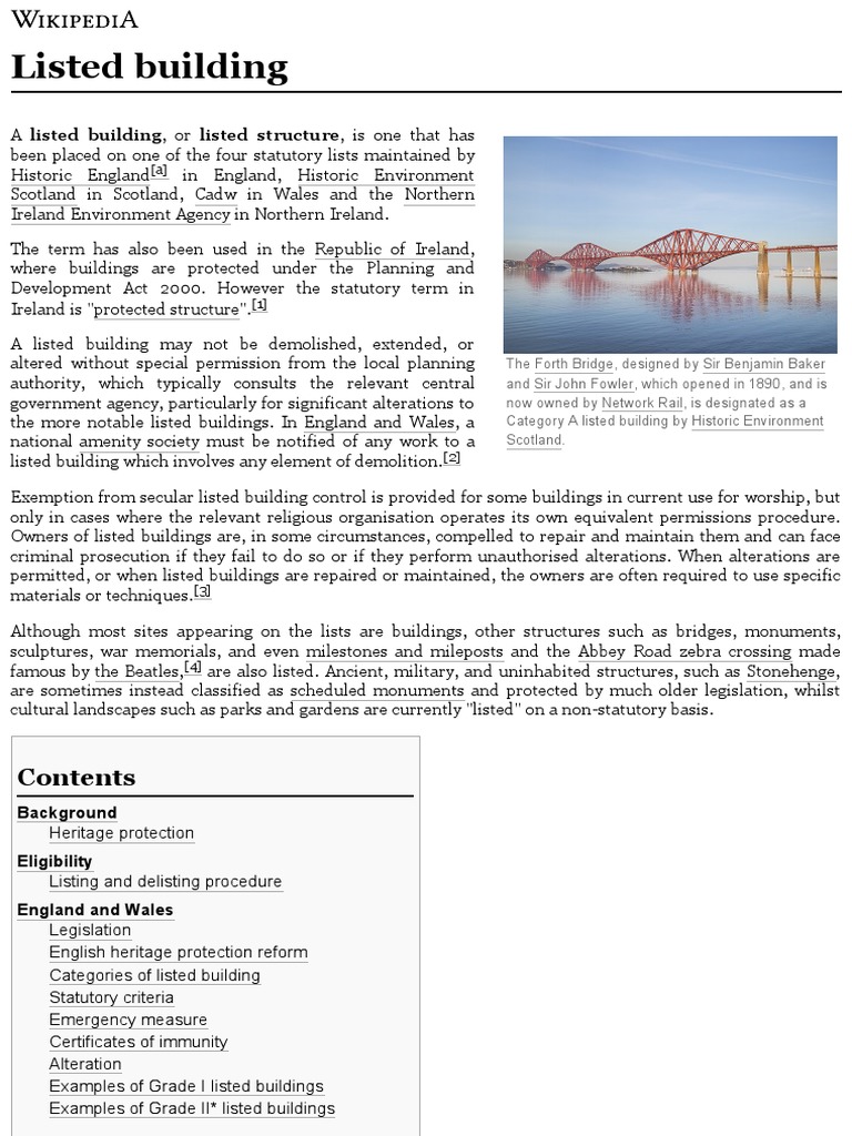 Listed Building - Wikipedia | PDF | Archaeology | Urban Planning