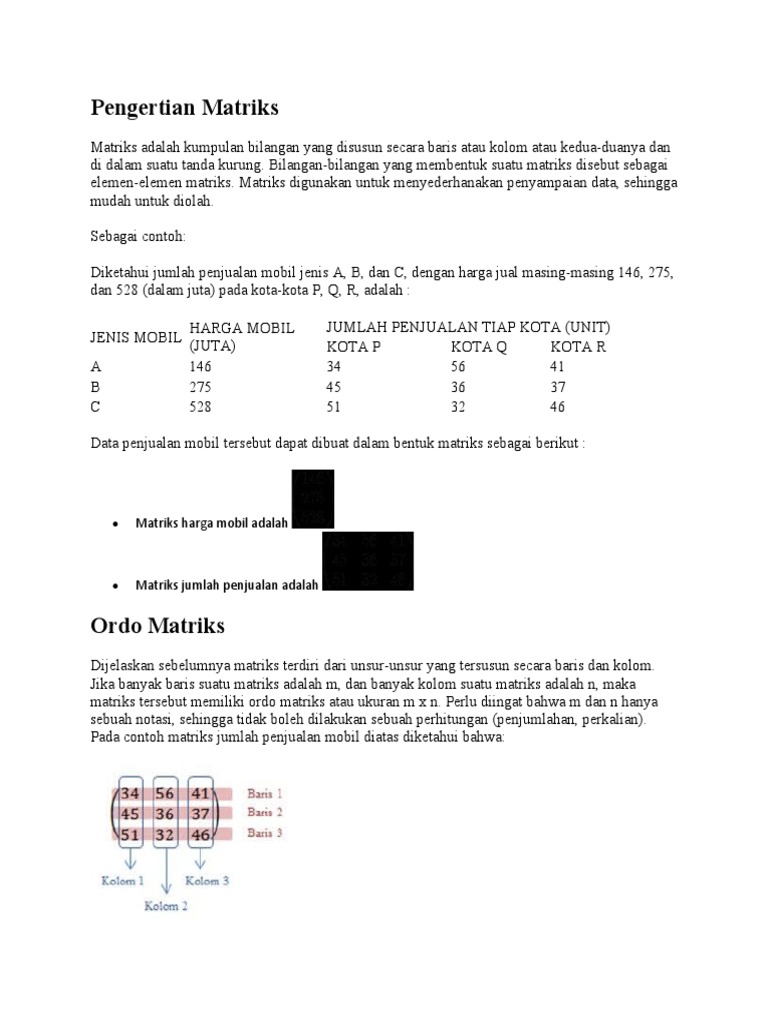 Pengertian dan Jenis-Jenis Matriks | PDF | Sains & Matematika