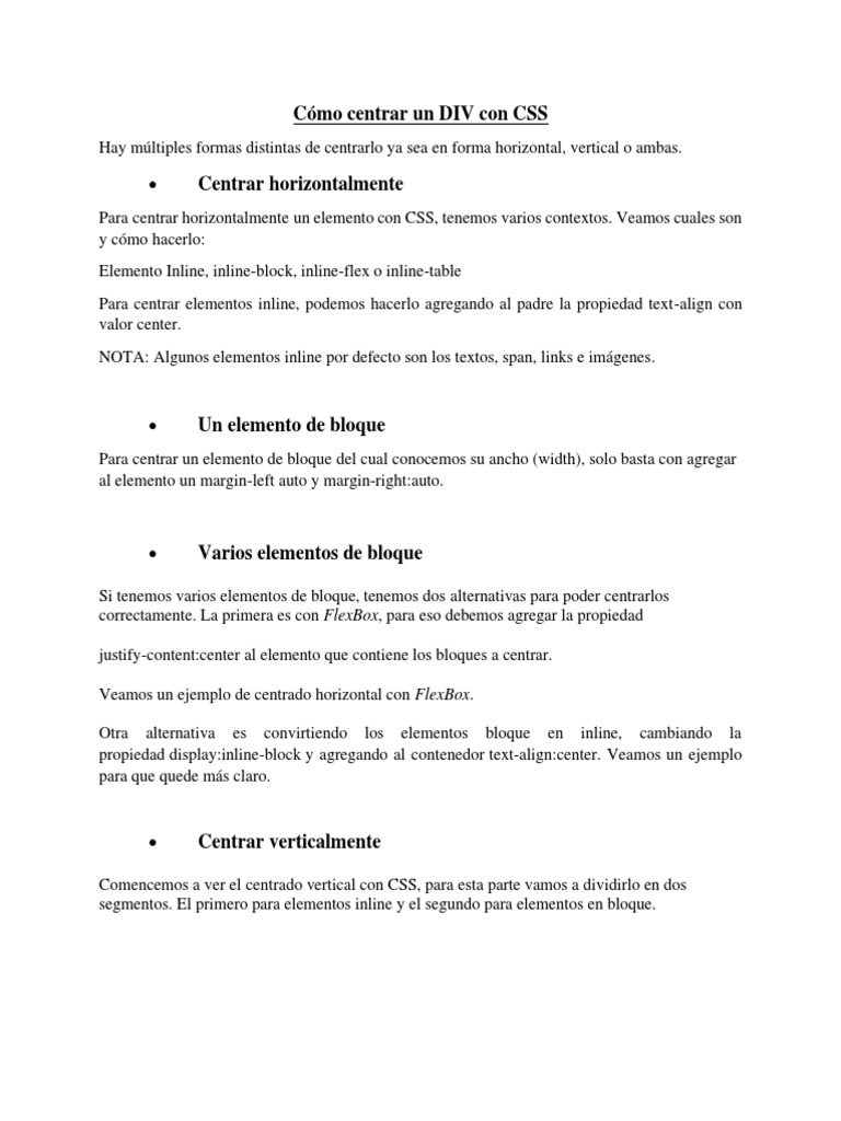 Cómo Centrar Un DIV Con CSS | PDF