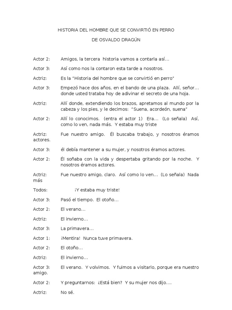 Historia Del Hombre Que Se Convirtió en Perro | PDF | Ocio