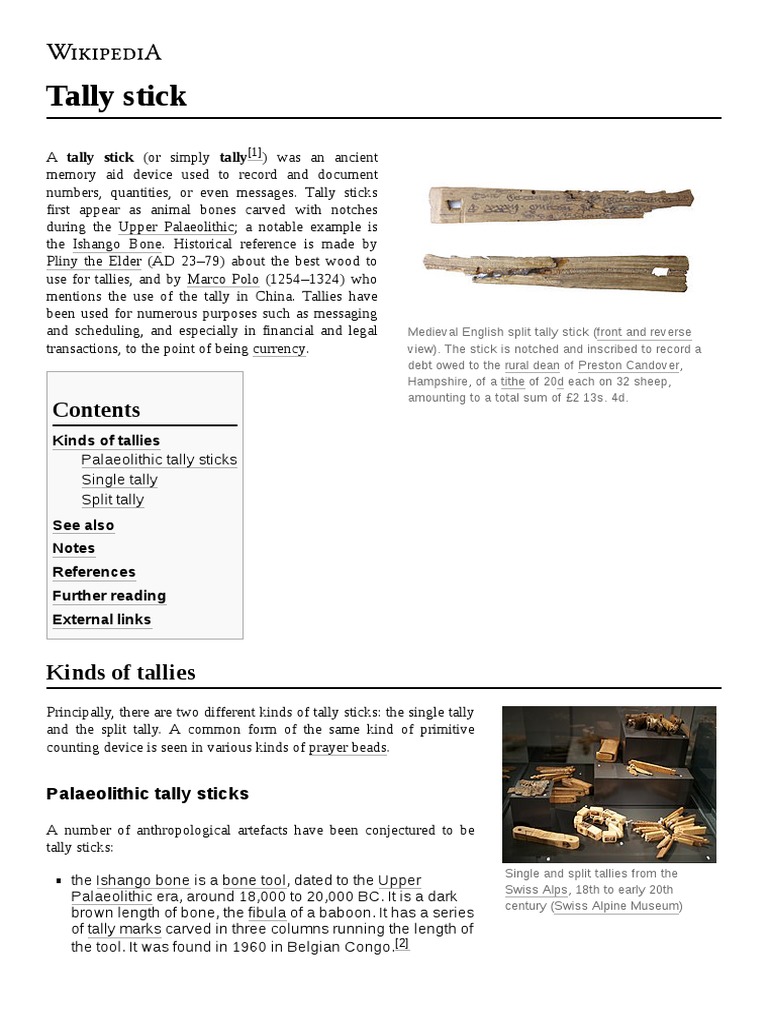 Tally Stick: Kinds of Tallies | PDF