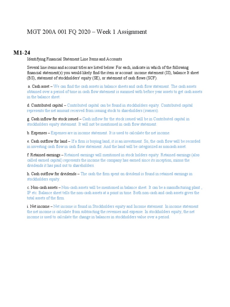 FInancial Accounting Week 1 | PDF | Equity (Finance) | Cash Flow Statement