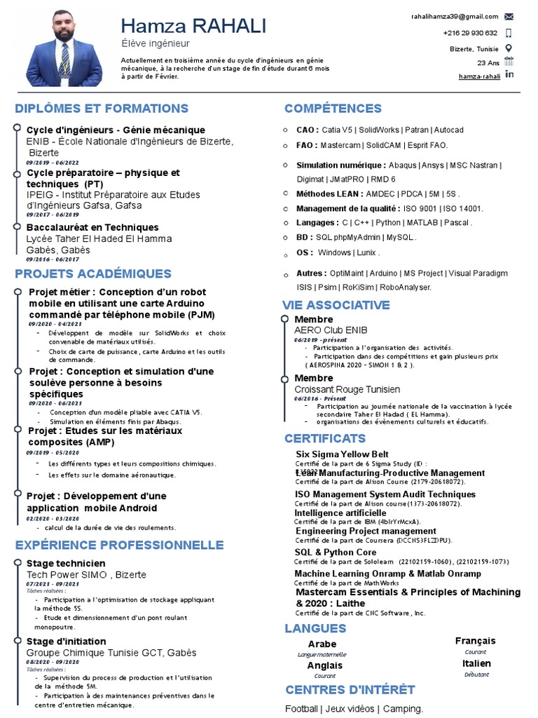 CV Hamza Rahali | PDF | Informatique | Application