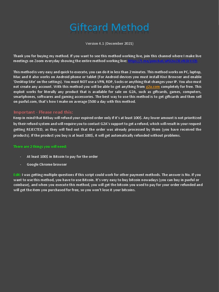Gift Card Method December 2021 | PDF | Bitcoin | Gift Card
