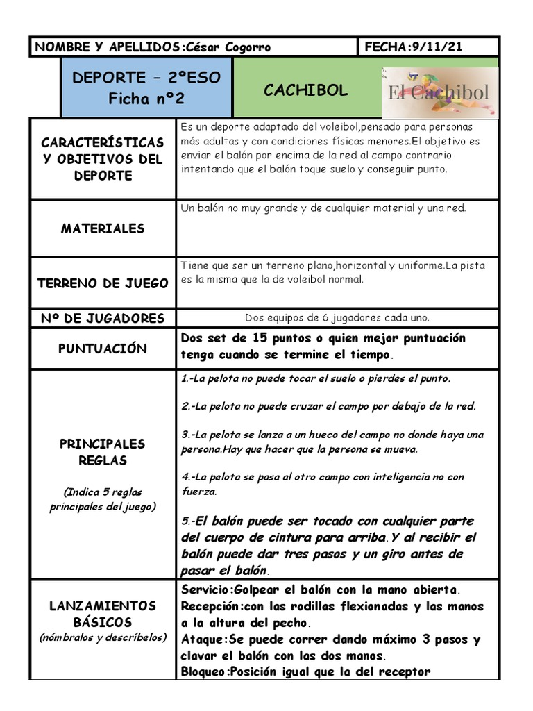 Reglas Básicas del Cachibol | PDF | Vóleibol | Deportes