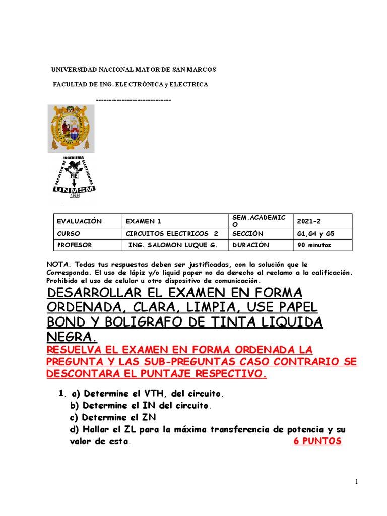 Ex2 CIR2 - UNMSM 2021 2 | PDF