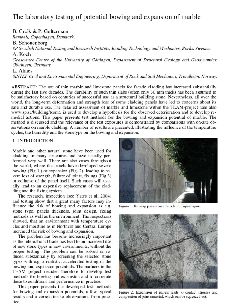 Grelk The Laboratory Testing of Potential Bowing and Expansion of ...