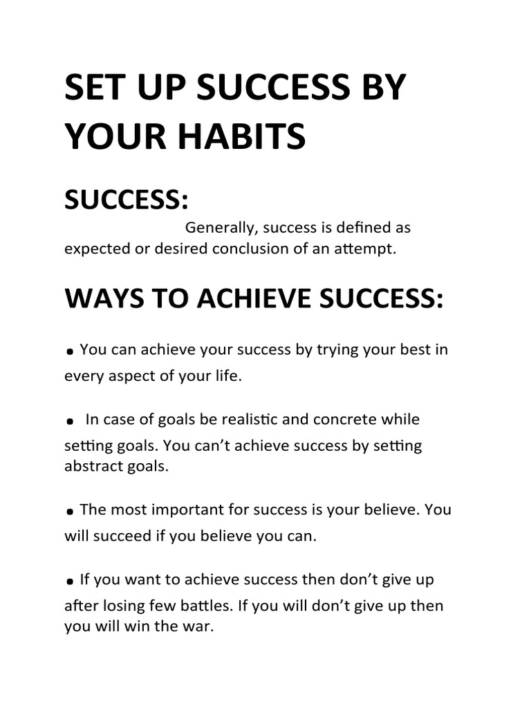Set Up Success by Your Habits | PDF | Habits | Behavior Modification