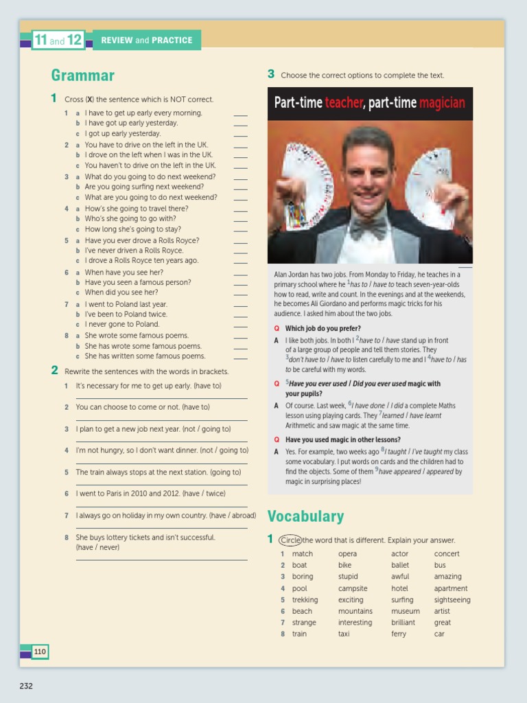 Personal Best A2 - TB Review11 - 12 | PDF | Sentence (Linguistics ...