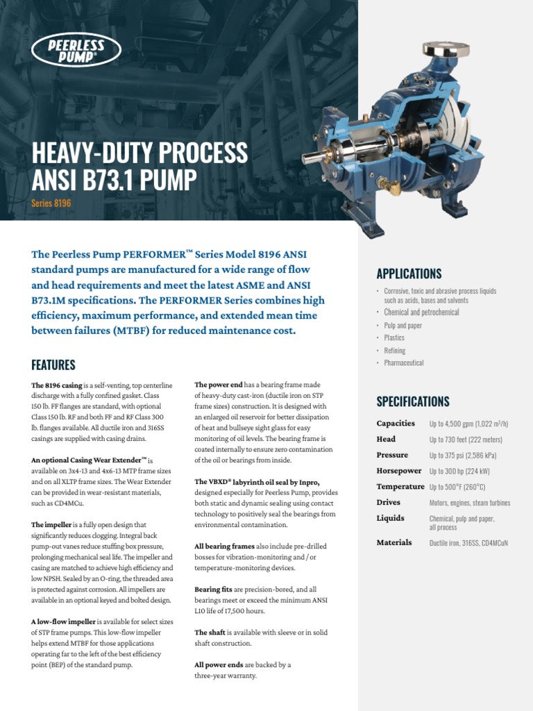 Peerless Pump Brochures and Flyers - 8196 | PDF | Pump | Bearing (Mechanical)