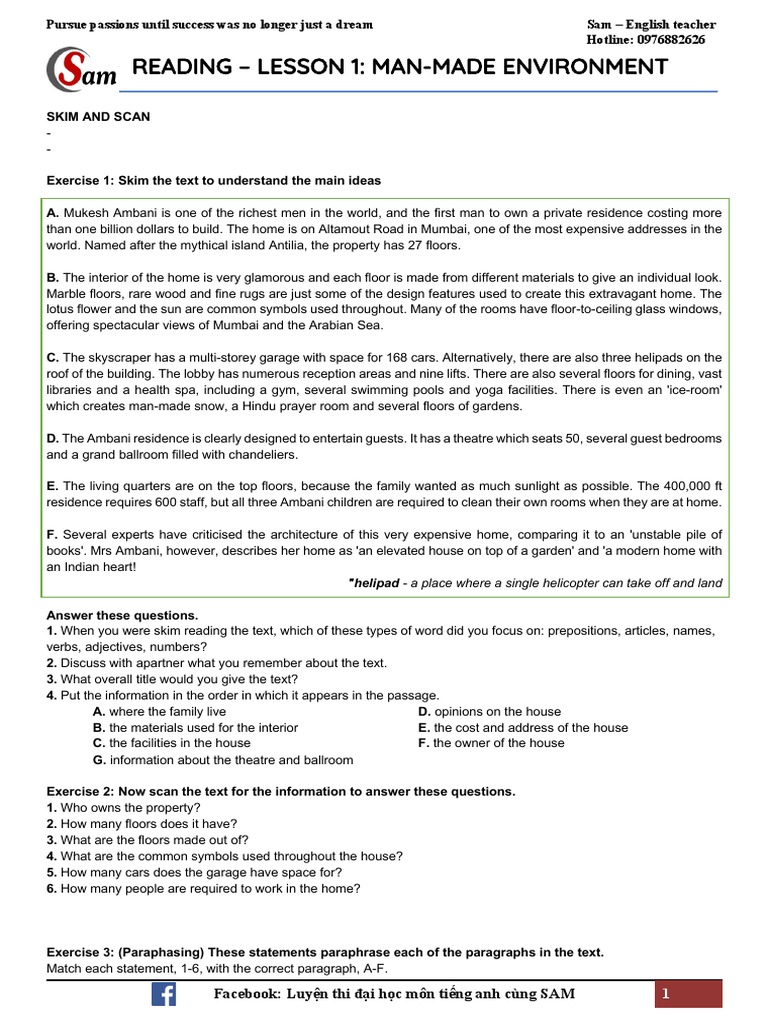 Ms 2 - Reading - Lesson 1 | PDF