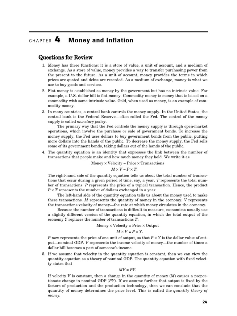 Money and Inflation: Questions For Review | PDF | Money Supply | Inflation