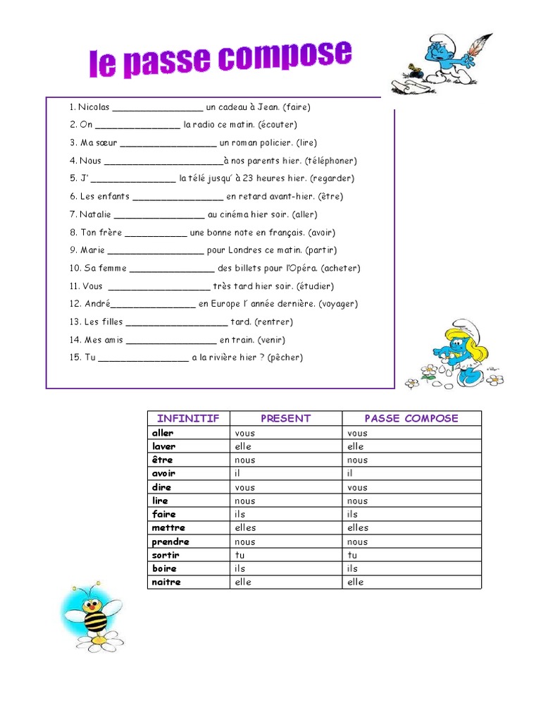 Exercices sur le passé composé | PDF