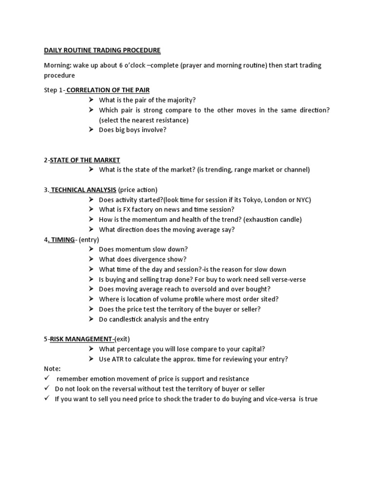 Daily Routine Trading Procedure | PDF | Business