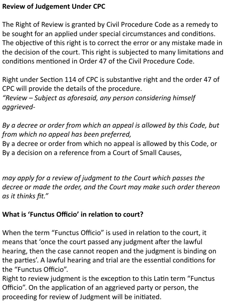 Review of Judgement Under CPC | PDF | Judgment (Law) | Appeal