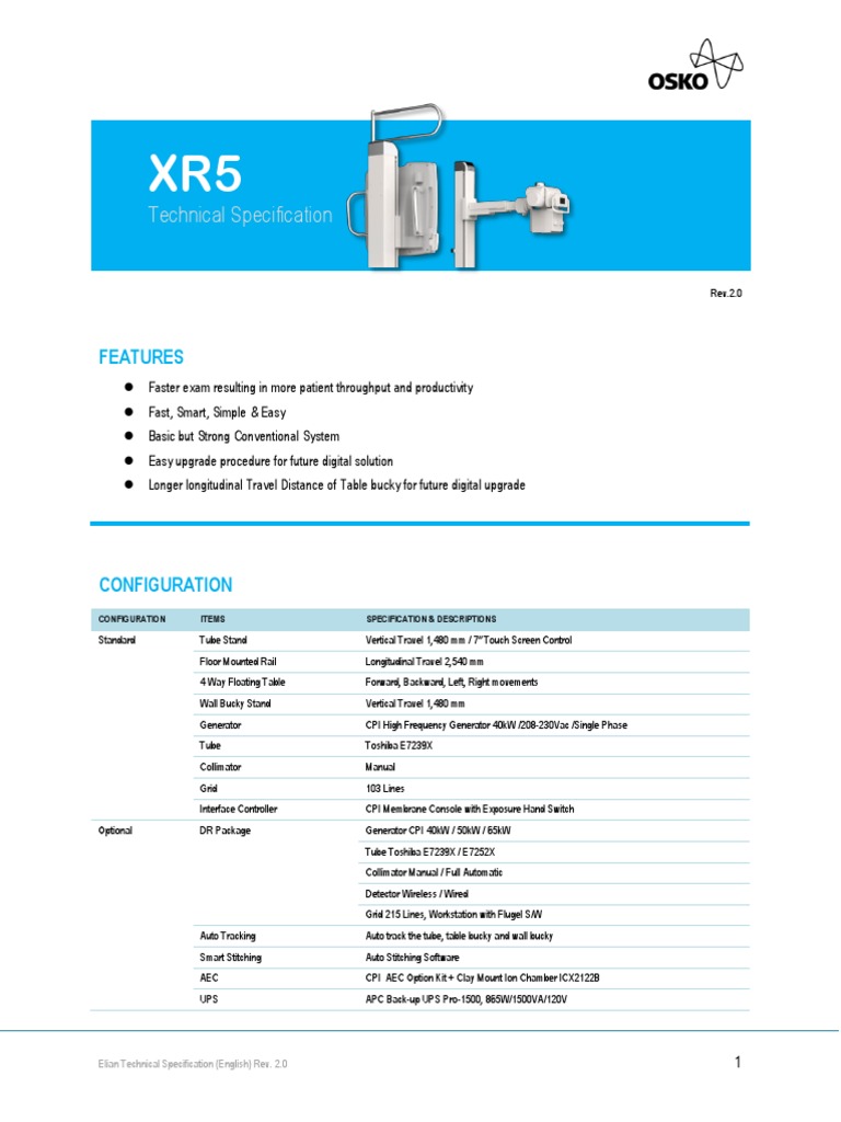 Manual de Instalacion Osko XR5 - Rayos X Convencional Analogico Data ...