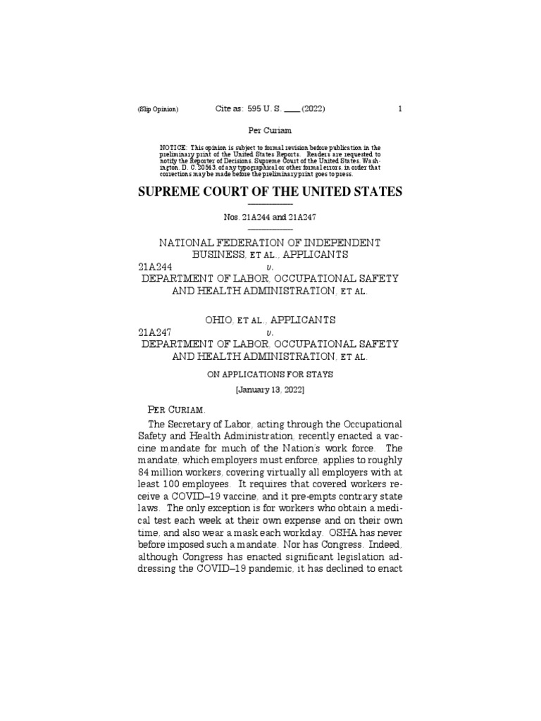 Scotus Decision On Mandate | PDF | Occupational Safety And Health ...