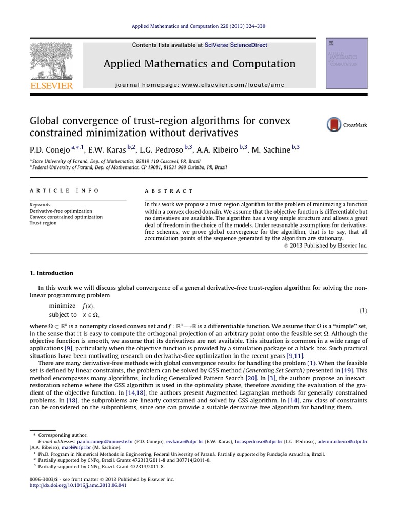 Global Convergence of Trust-Region Algorithms For Convex Constrained ... Global Convergence of Trust-Region Algorithms For Convex Constrained ...