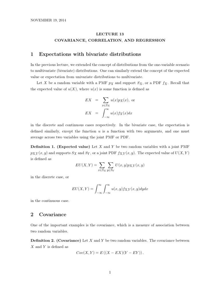 Correlation Covariance And Regression Understanding The