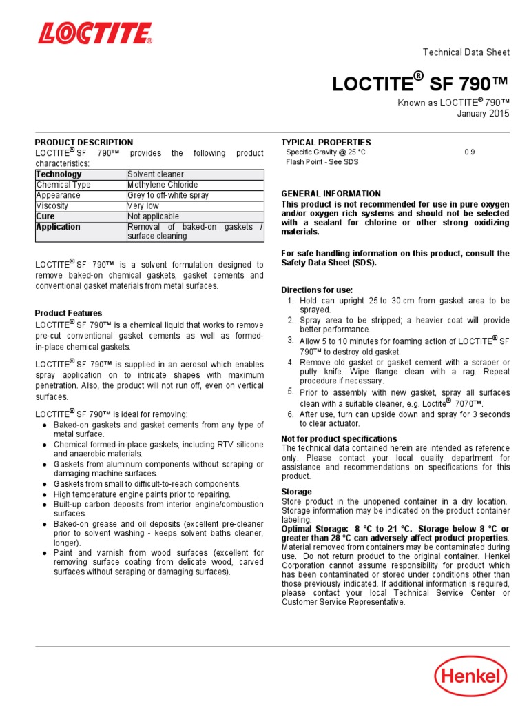 Loctite SF 790™: Technical Data Sheet | PDF | Product Liability | Trademark