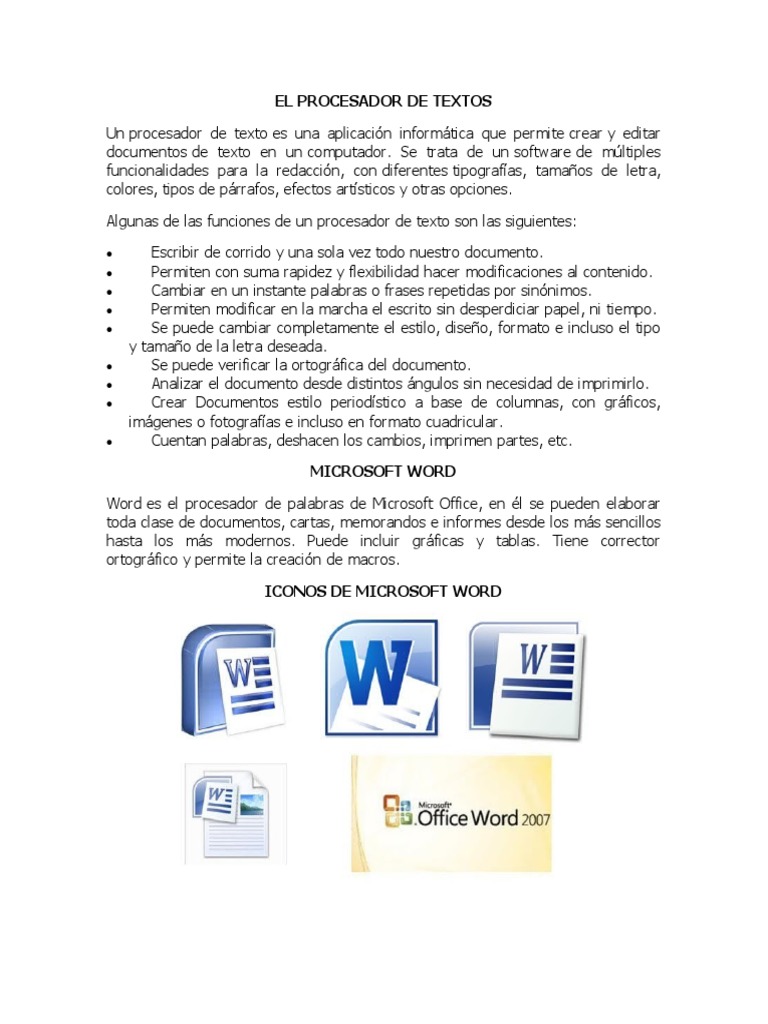 El Procesador de Textos | PDF | Procesador de textos | Microsoft Word