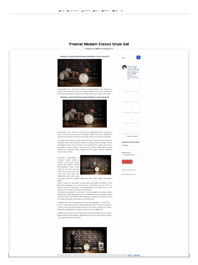 Premier Modern Classic Drum Set: Pubblicato Da Admin Il 29 Maggio 2014 ...