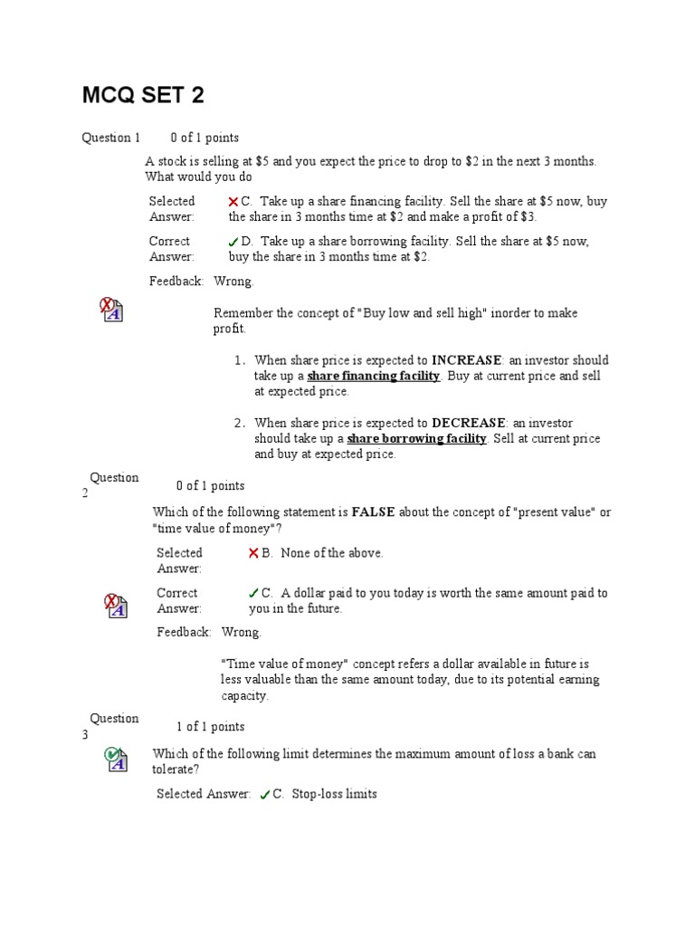 MCQ Set 2 | PDF | Margin (Finance) | Stocks