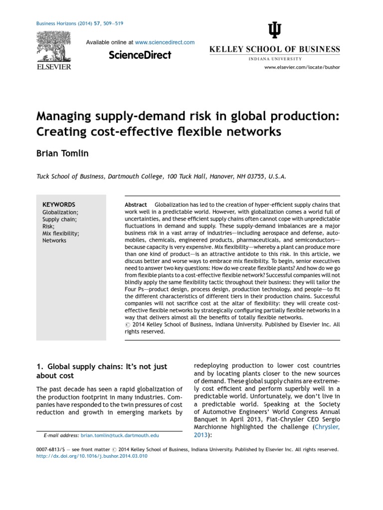 04 Managing Supply-Demand Risk in Global Production | PDF | Ford Motor ...