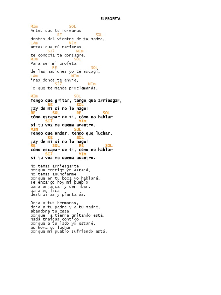 Letra y acordes de "El Profeta" | PDF