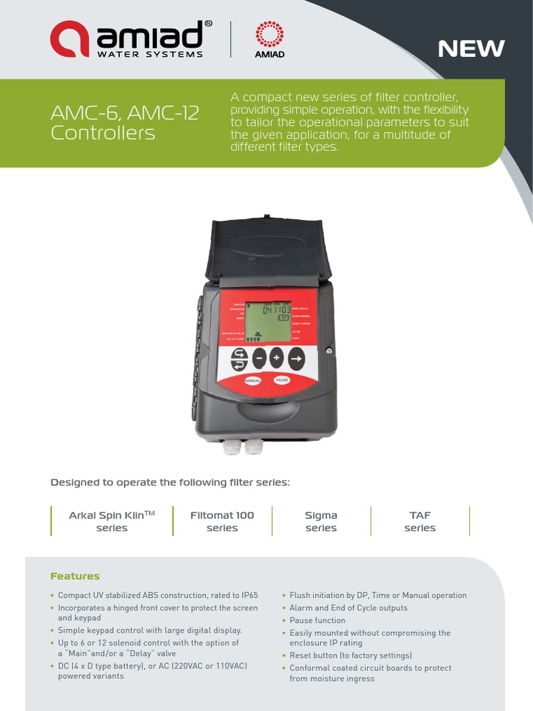 Amiad Brochure Amc 6-12 Controllers en | PDF | Valve | Electrical ...