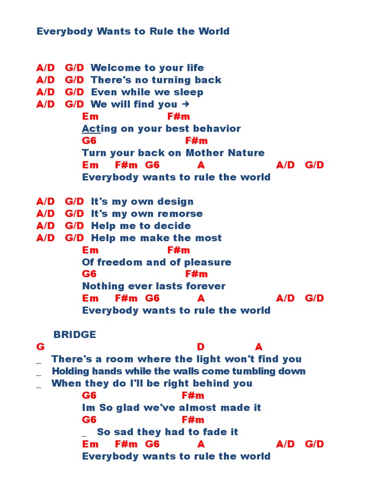 Guitar Chords for "Rule the World" | PDF