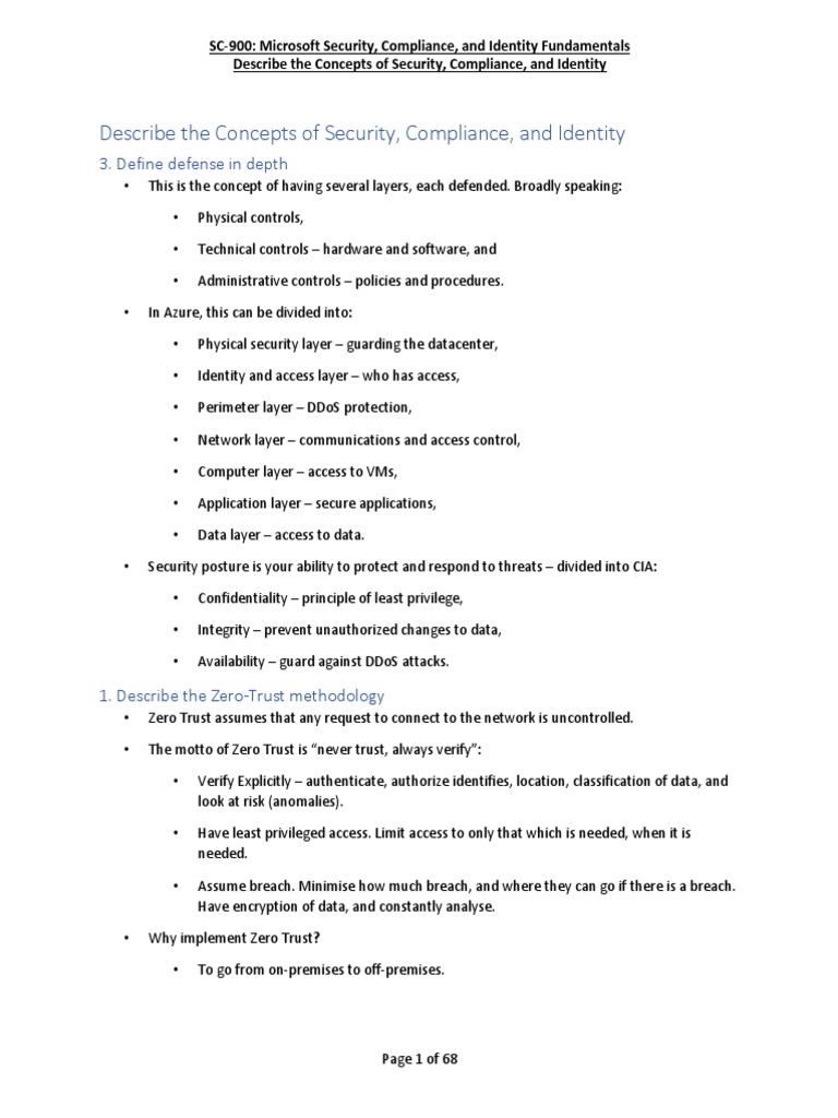 Describe The Concepts of Security, Compliance, and Identity: 3. Define ...